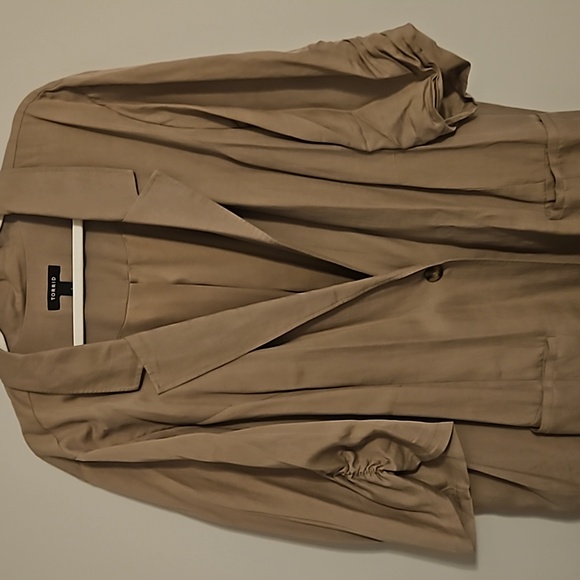 torrid | Jackets & Coats | Torrid Linen Blazer With Rouched Sleeves ...